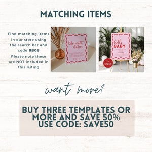 Diaper Raffle Thin Wavy Retro Border Sign, Template Editable DIY Pink ...