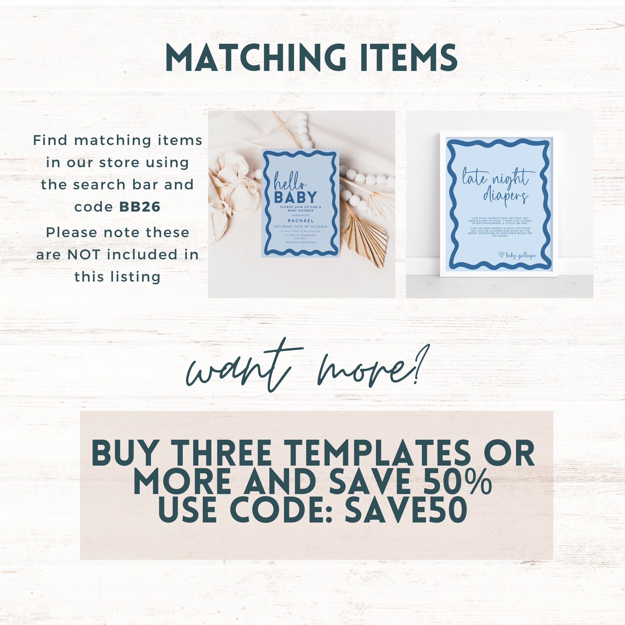 Wavy Border Template Diaper Raffle Sign, Template Editable Dusty Blue ...