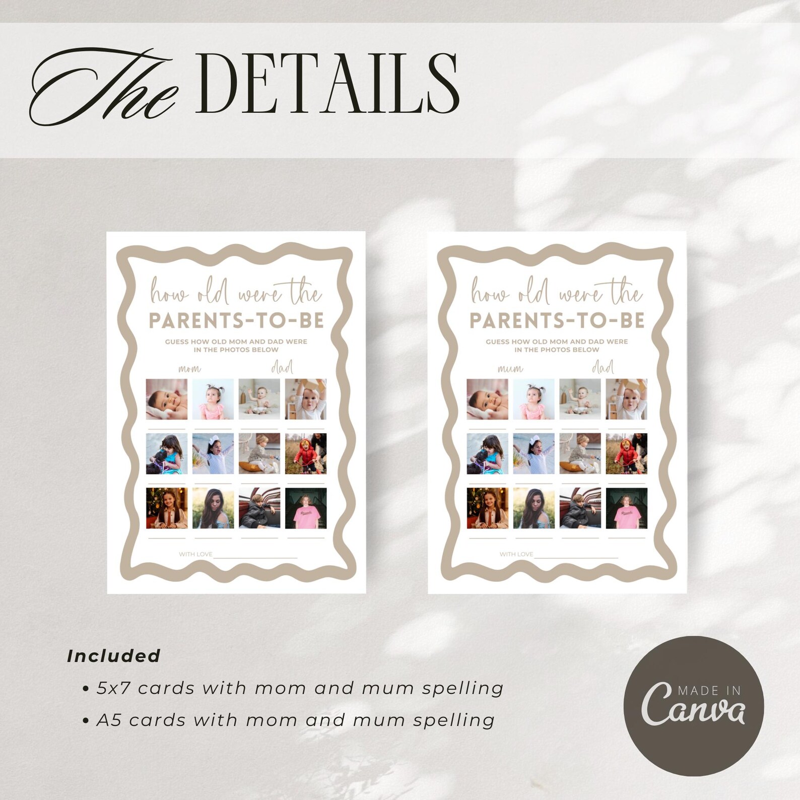 Baby Shower Guess the Age Game Template How Old Were They Baby Shower ...