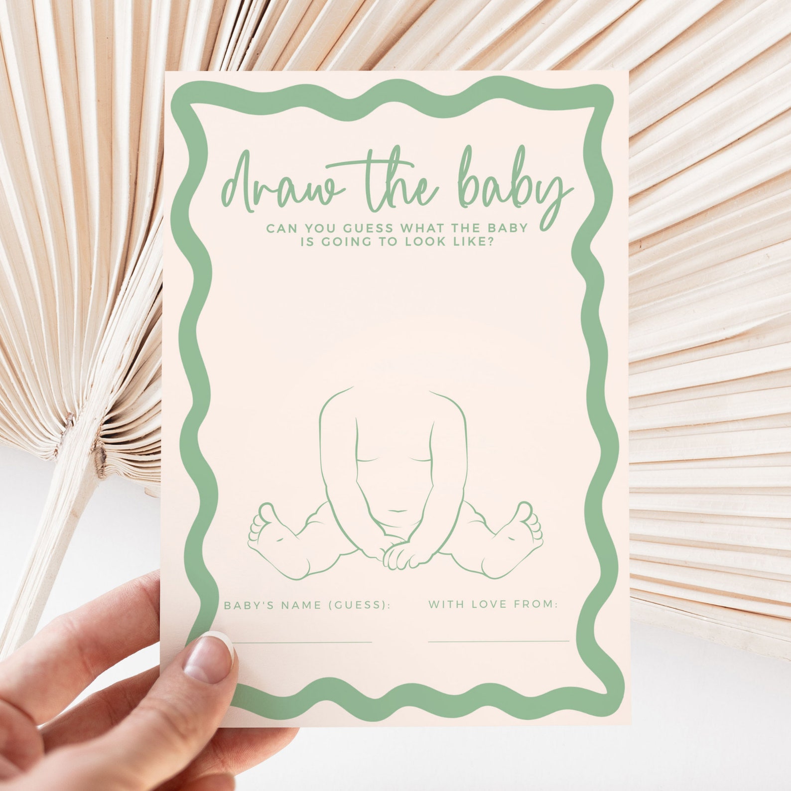 Draw the Baby Wavy Border Template Baby Shower Games, Gender Neutral ...