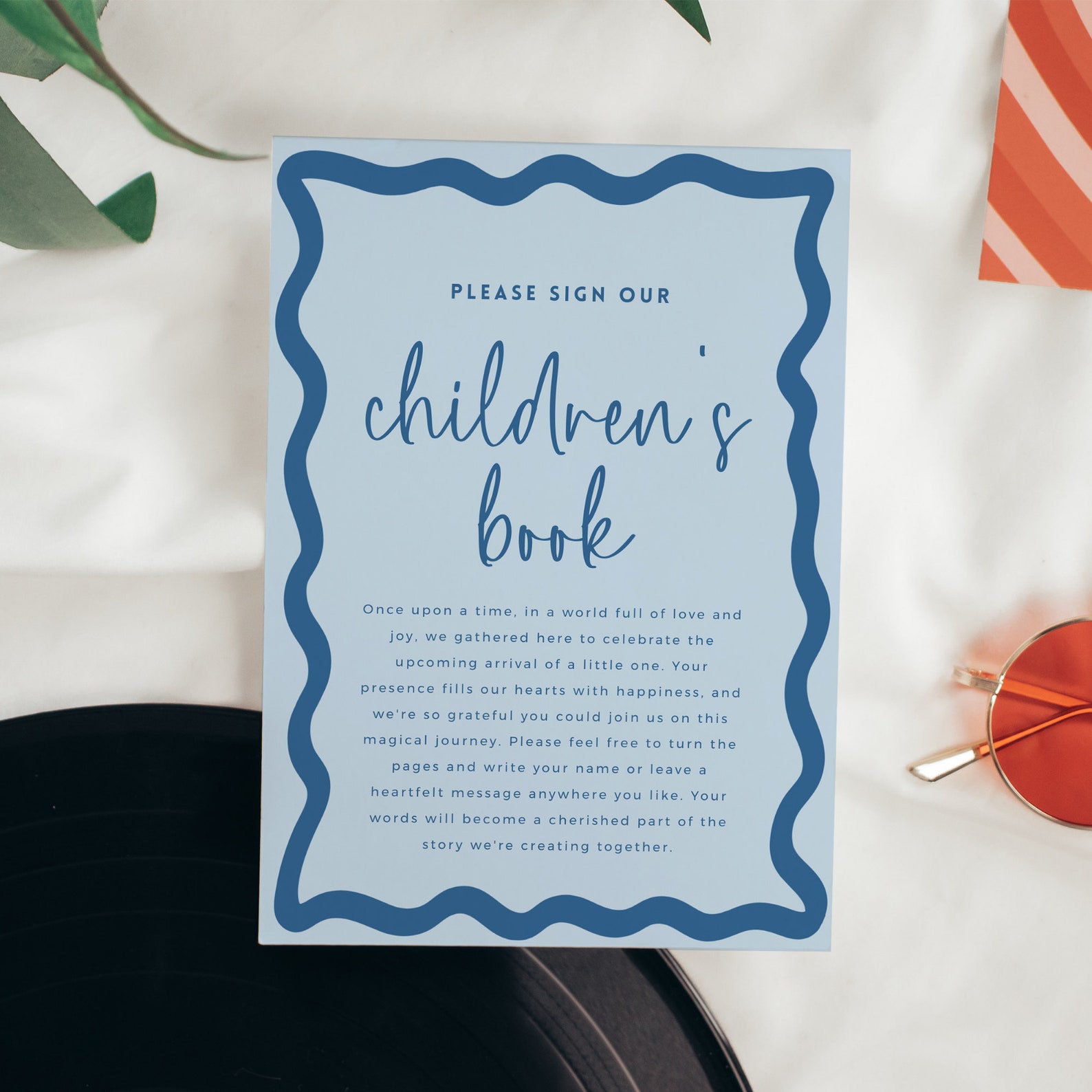 Sign Our Children Book Sign, Guest Book Wavy Retro Border Template ...