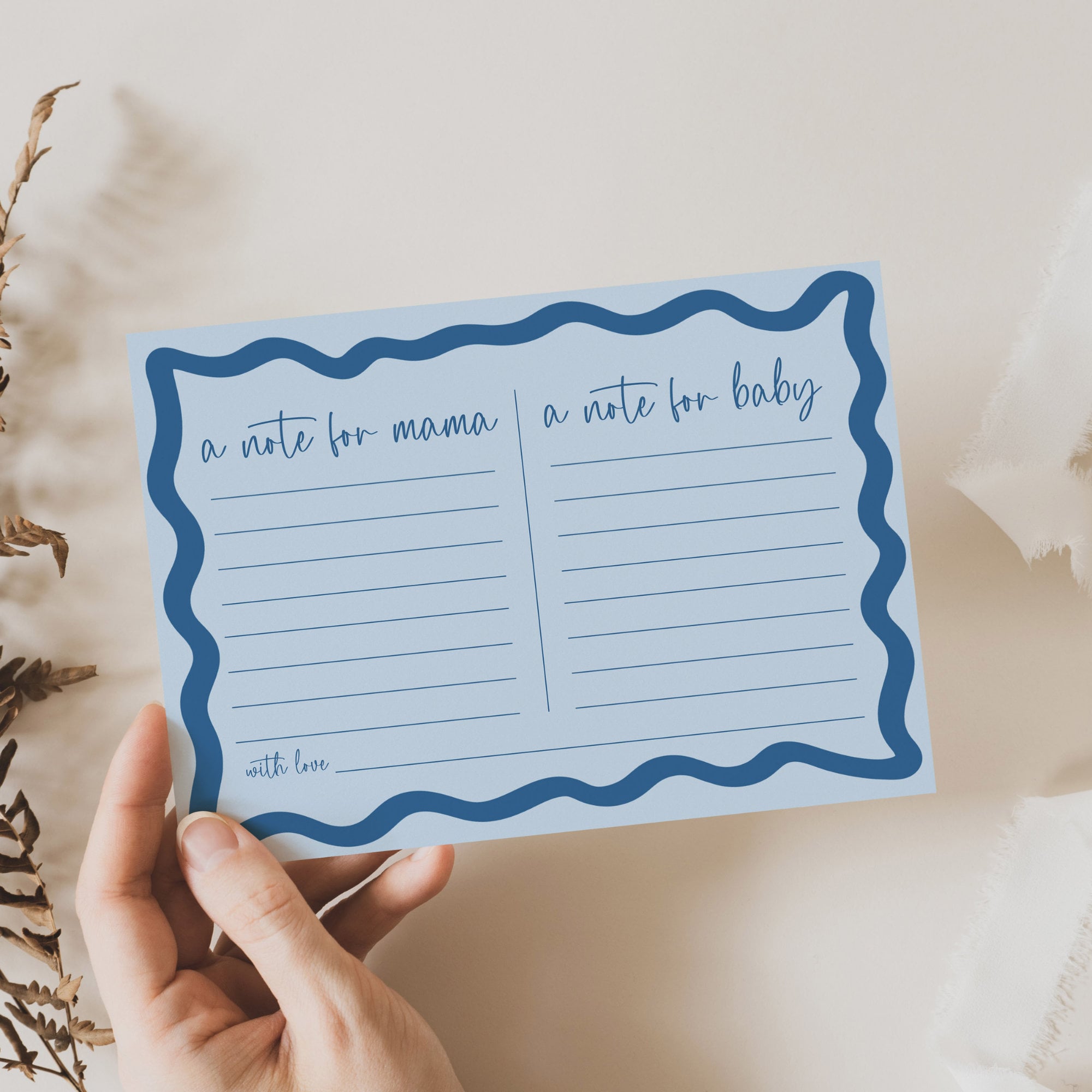Wavy Border Template A Note for Mama and A Note for Baby, Retro Blue ...