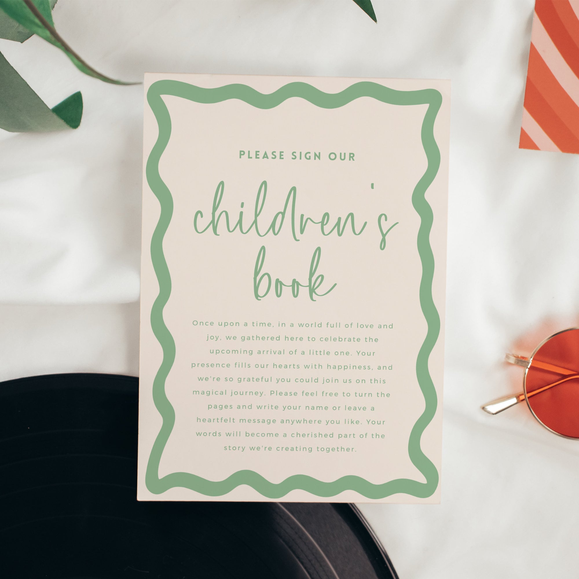 Please Sign Our Childrens Book Sign, Wavy Retro Border Template ...