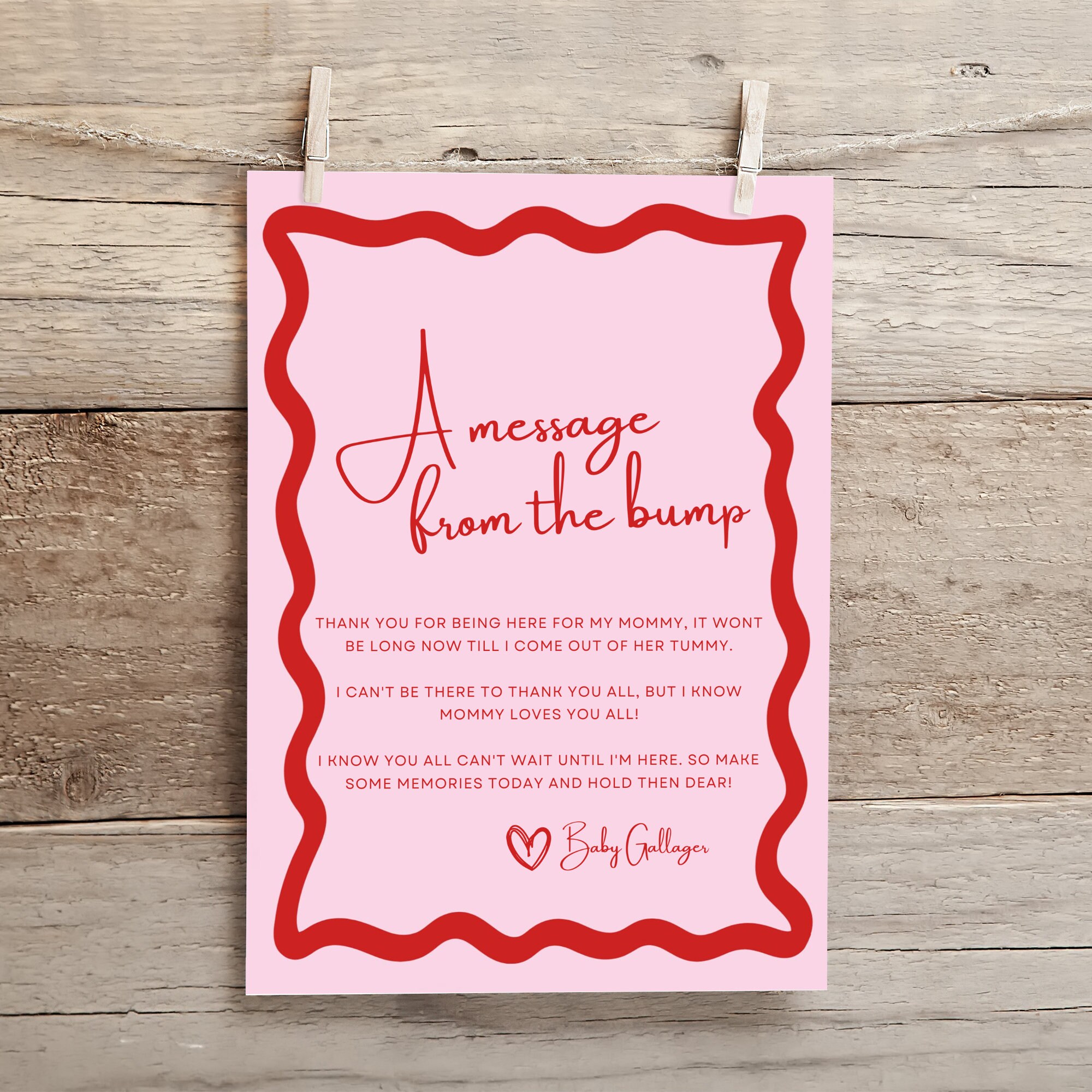 Wavy Retro Border Message From the Bump Baby Sign Canva - Etsy