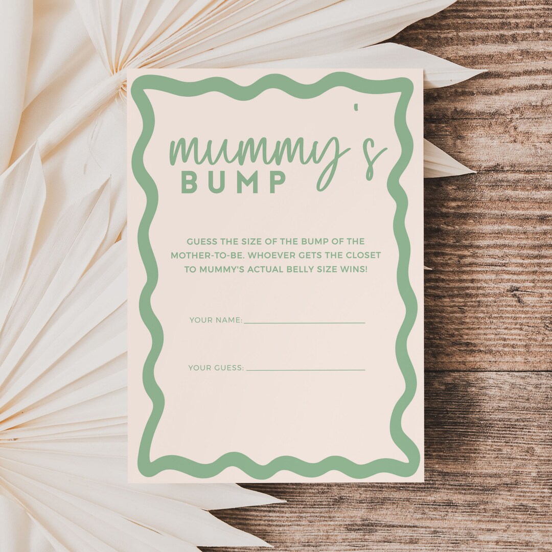 Guess Mommy's Bump, Mummy's Belly Guess Game, Gender Neutral Sage Green ...