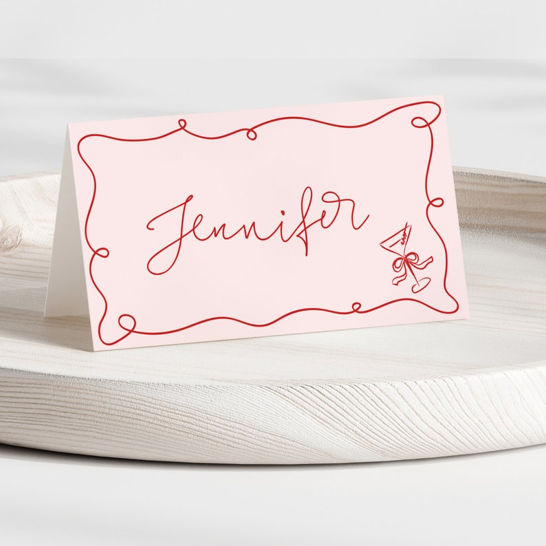 Wavy Border Hens Party Place Cards, Bridal Shower Bachelorette Buffet ...
