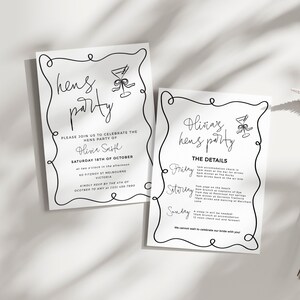 Hens Party Wavy Border Template Invitation and Itinerary Details ...