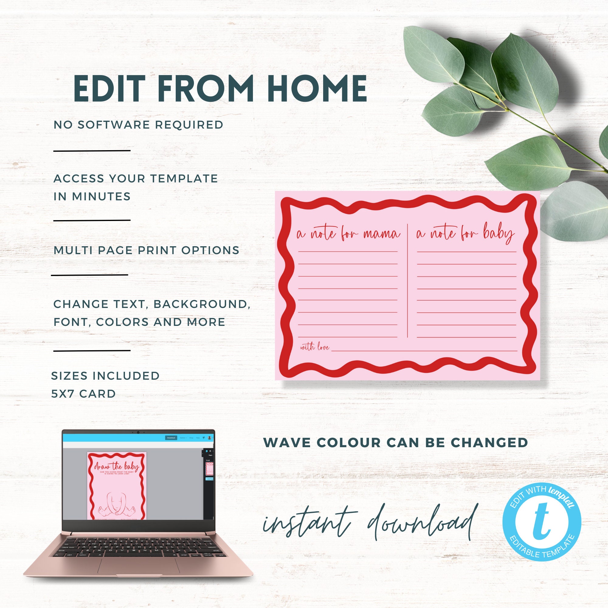 Wavy Border Template A Note for Mama and A Note for Baby, Retro Pink ...