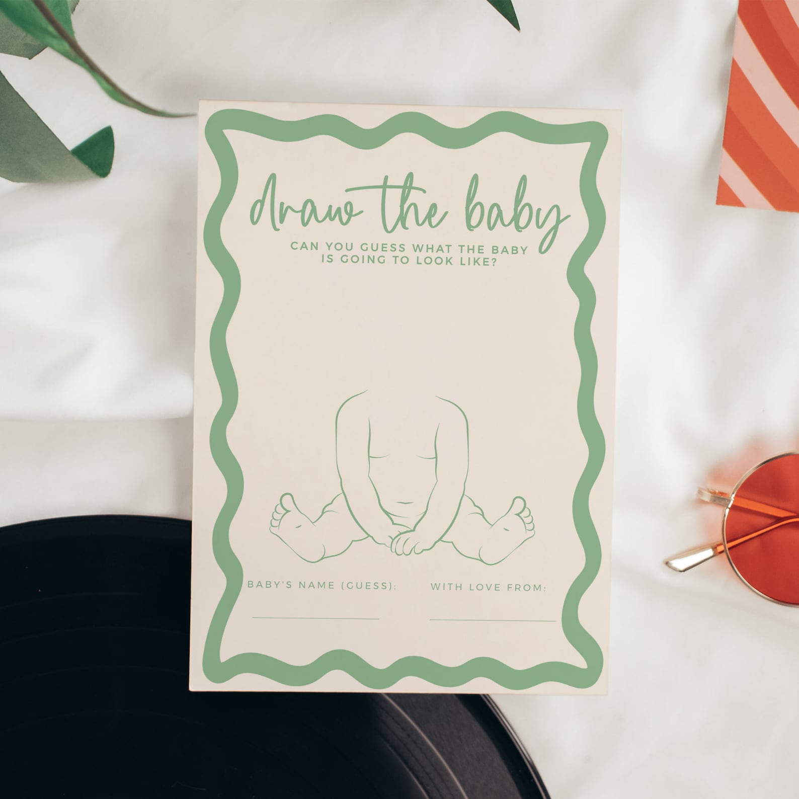 Draw the Baby Wavy Border Template Baby Shower Games, Gender Neutral ...