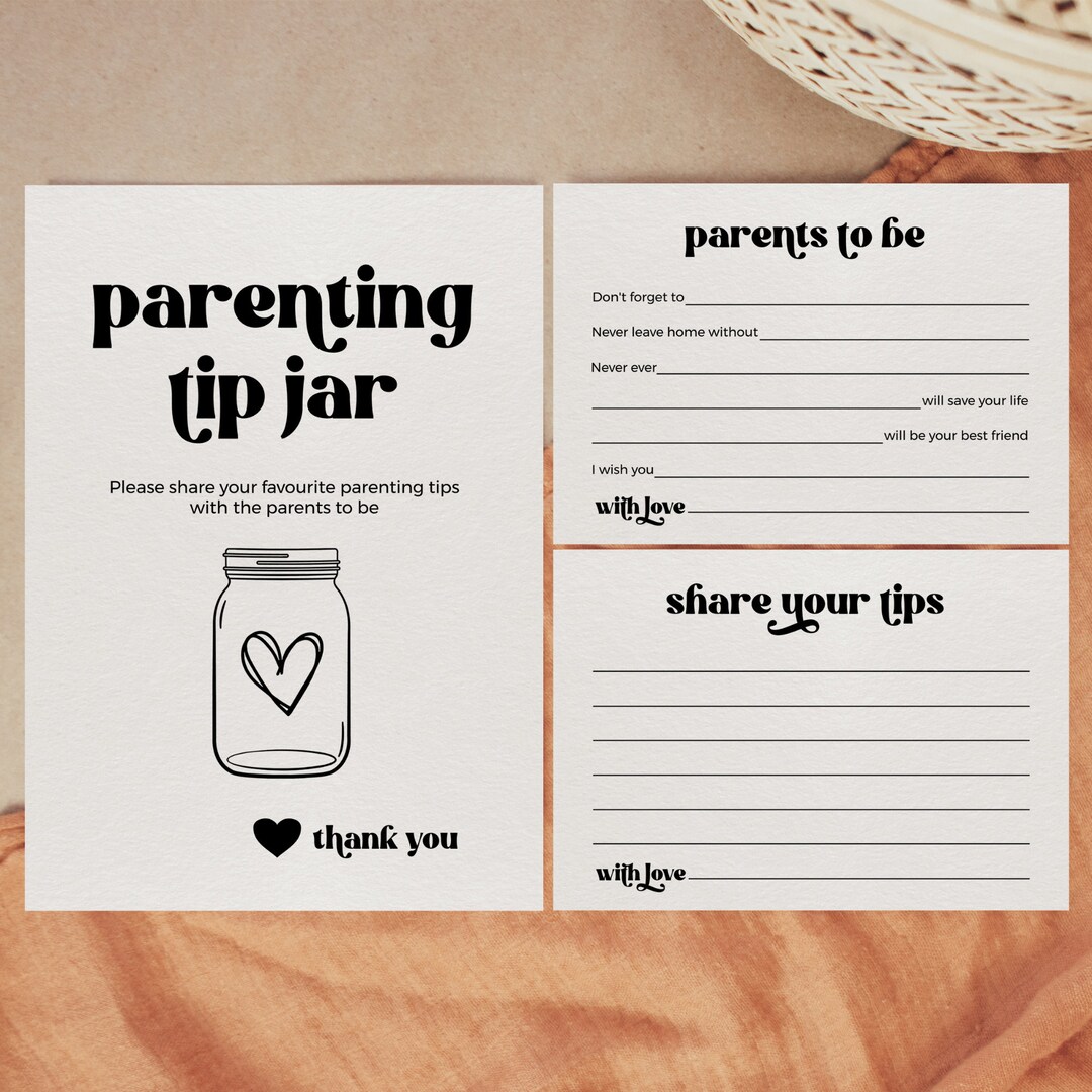 Parenting Tip Jar Sign Modern Design, Parenting Advice Card, Baby ...