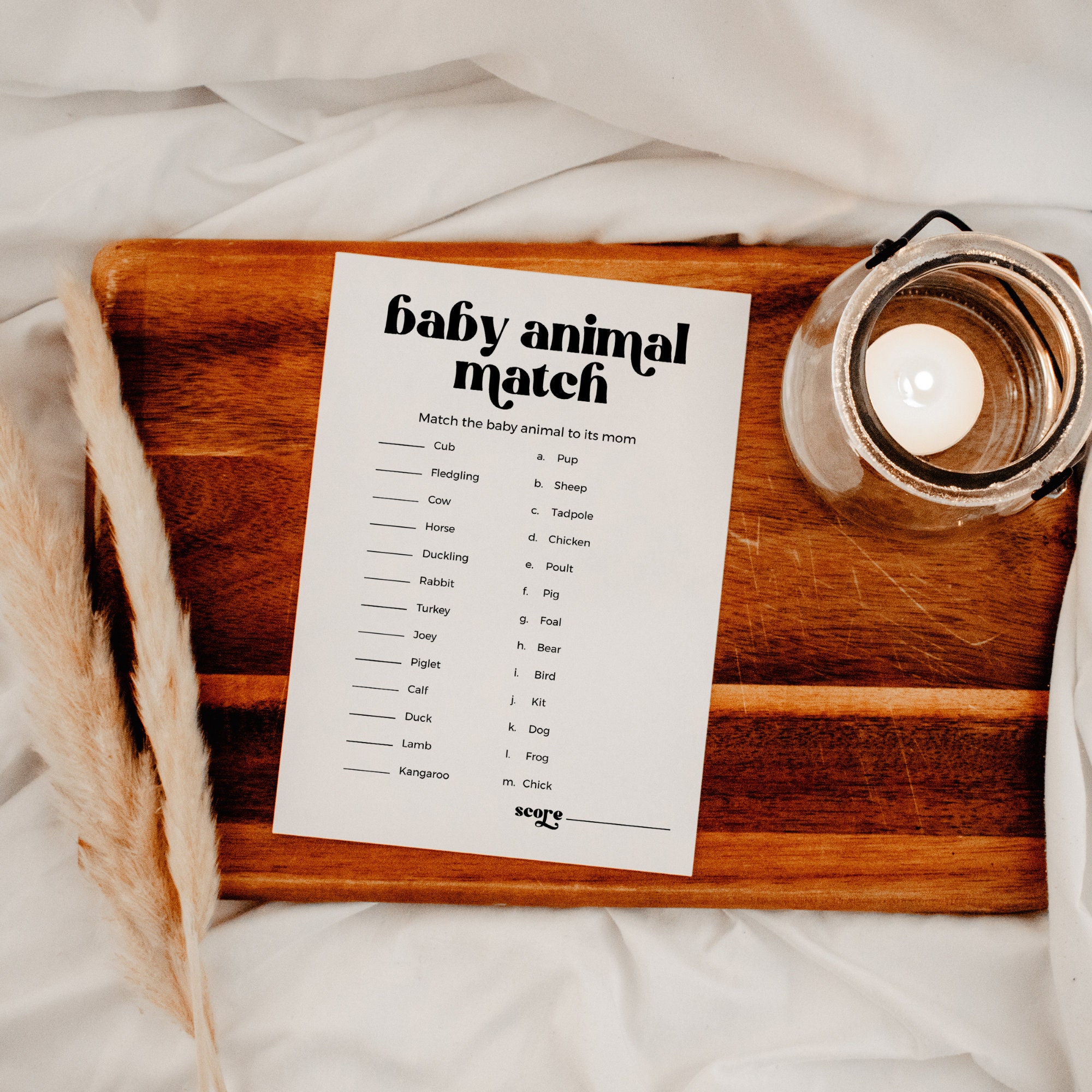 Baby Animal Name Game Baby Shower Game Modern Design Gender - Etsy