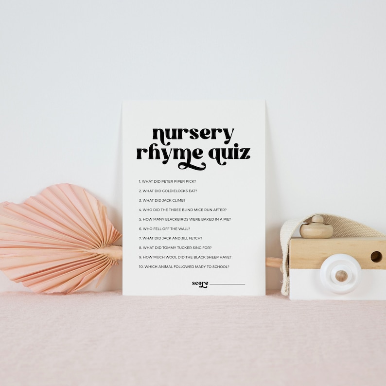 Nursery Rhyme Game Baby Shower Game Modern Design, Gender Neutral, Fun ...