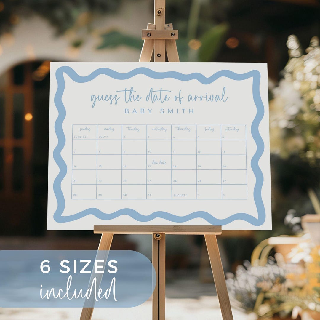 Guess the Due Date Calendar Baby Shower Game Boy Blue Printable Game ...