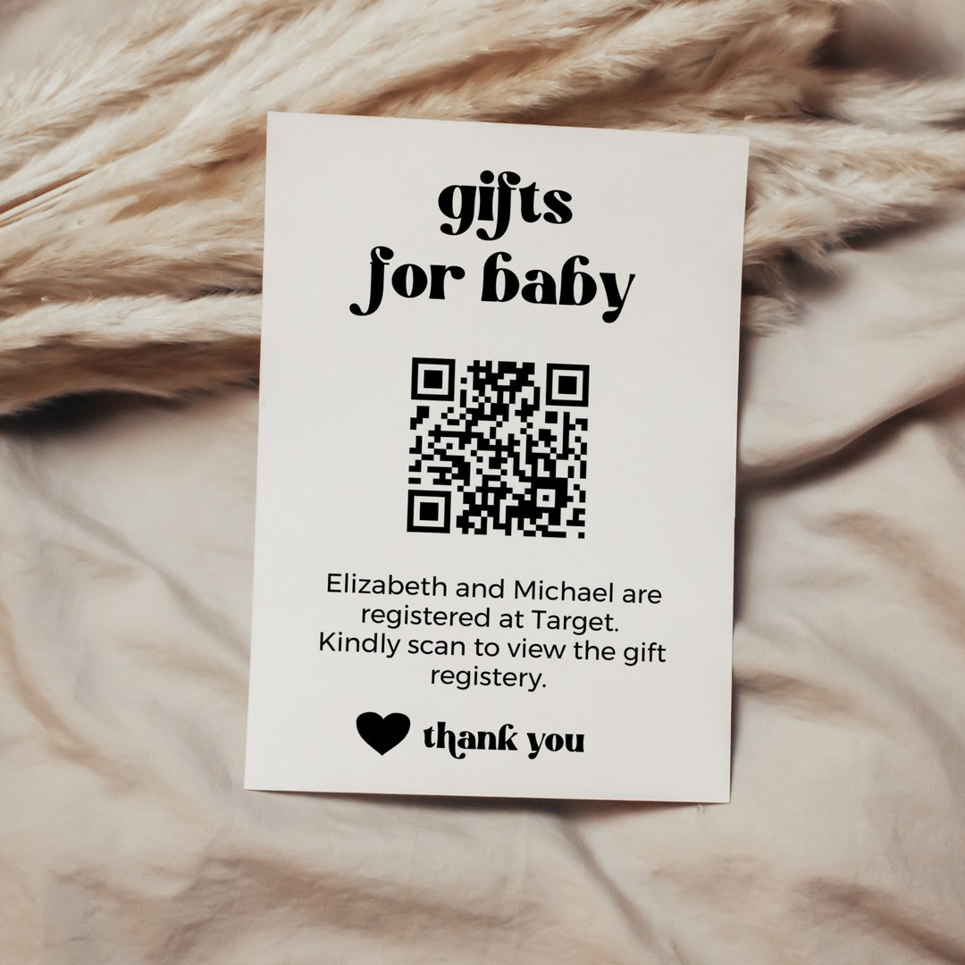 Baby Registry Card QR Code for Baby Shower, Gifts for Baby Editable ...