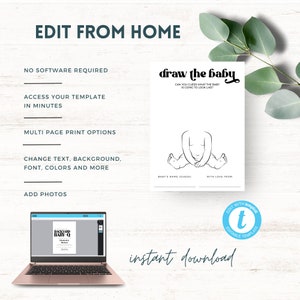 Draw the Baby Game Baby Shower Game Modern Design, Gender Neutral, Fun ...