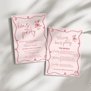 Hens Party Wavy Border Template Invitation Itinerary Details, Bridal ...