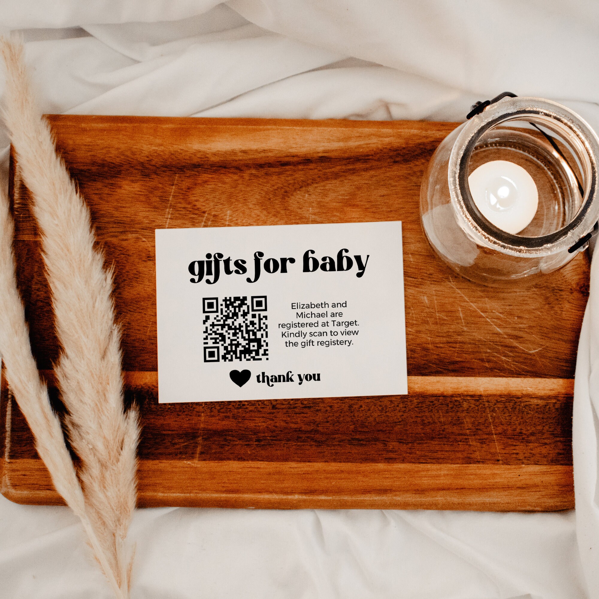 Baby Registry Card QR Code for Baby Shower, Gifts for Baby Editable ...