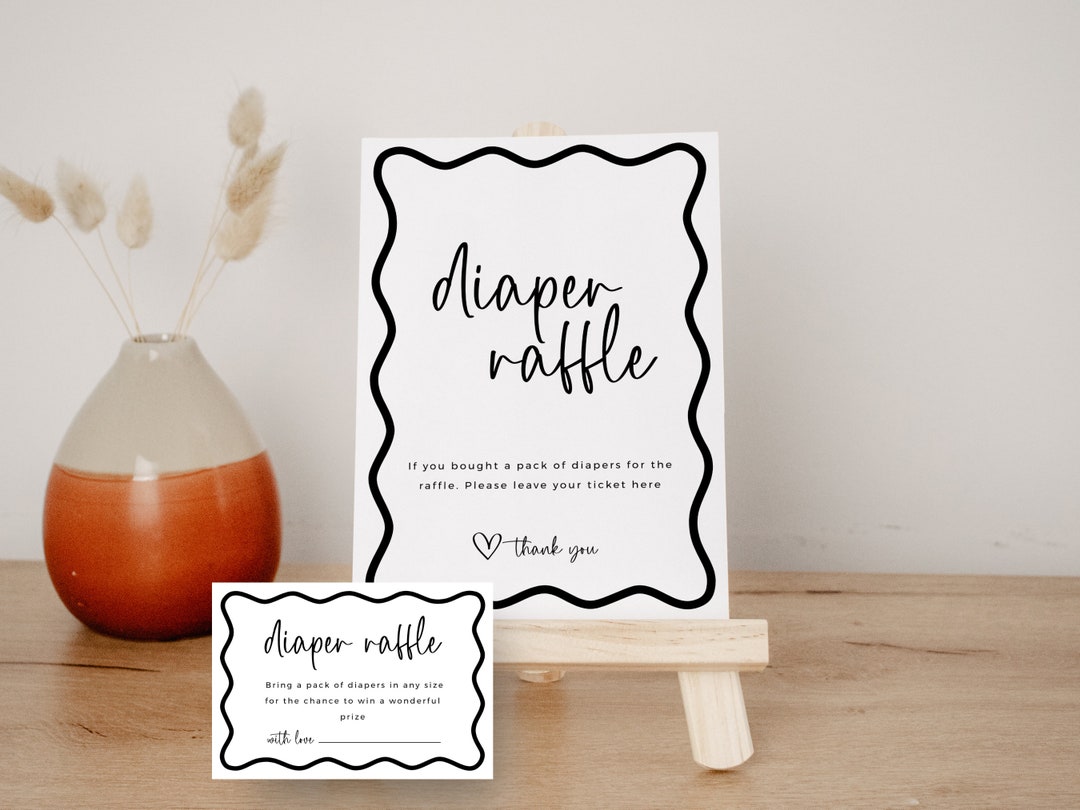 Wavy Border Template Diaper Raffle Sign Template Editable - Etsy