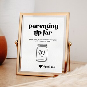 Parenting Tip Jar Sign Modern Design, Parenting Advice Card, Baby ...