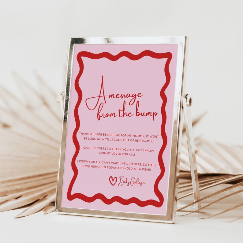 Wavy Retro Border Message From the Bump Baby Sign Canva - Etsy