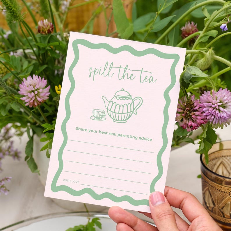 Spill the Tea Baby Shower Game Template Sage Green Editable Canva Baby ...