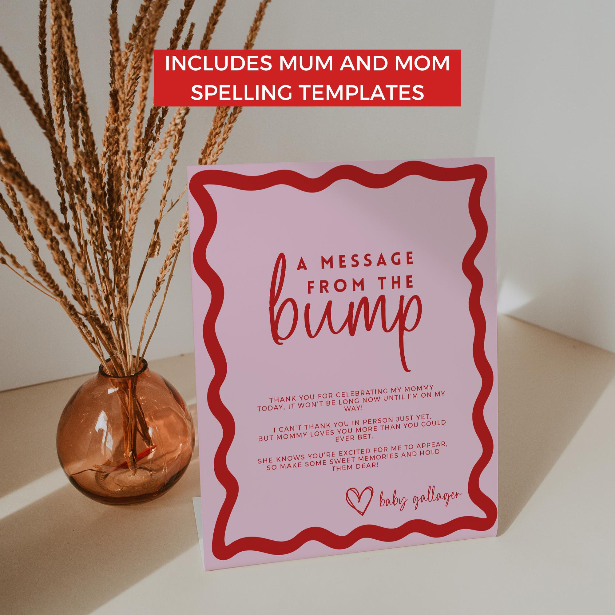 Wavy Retro Border Message From the Bump Baby Sign, Template Editable ...