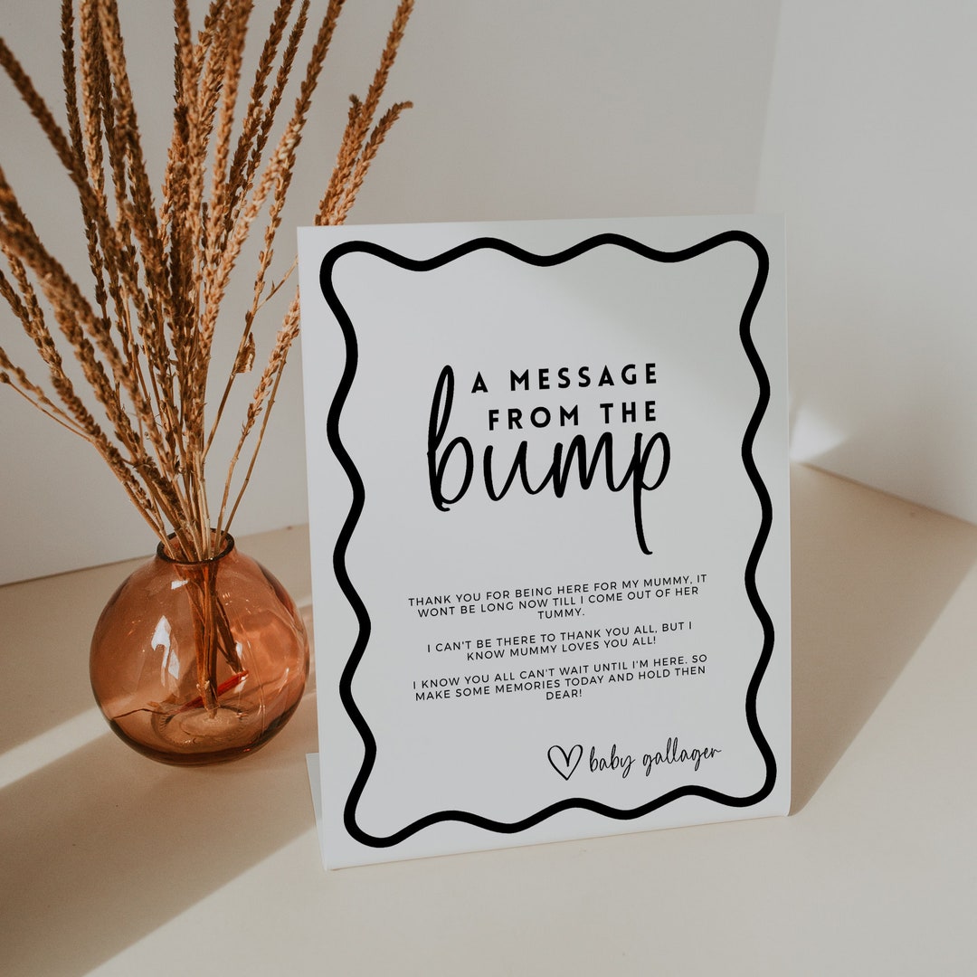 Wavy Retro Border Gender Neutral Message From the Bump Baby Sign ...