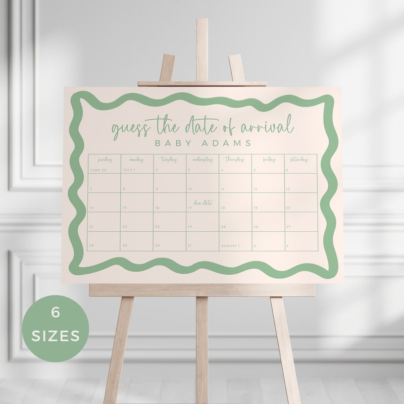 Baby Guess Calendar Sage - Etsy UK