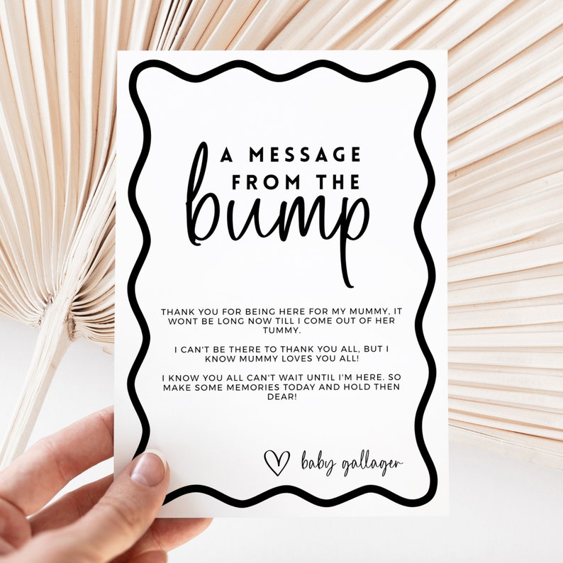 Wavy Retro Border Gender Neutral Message From the Bump Baby Sign ...