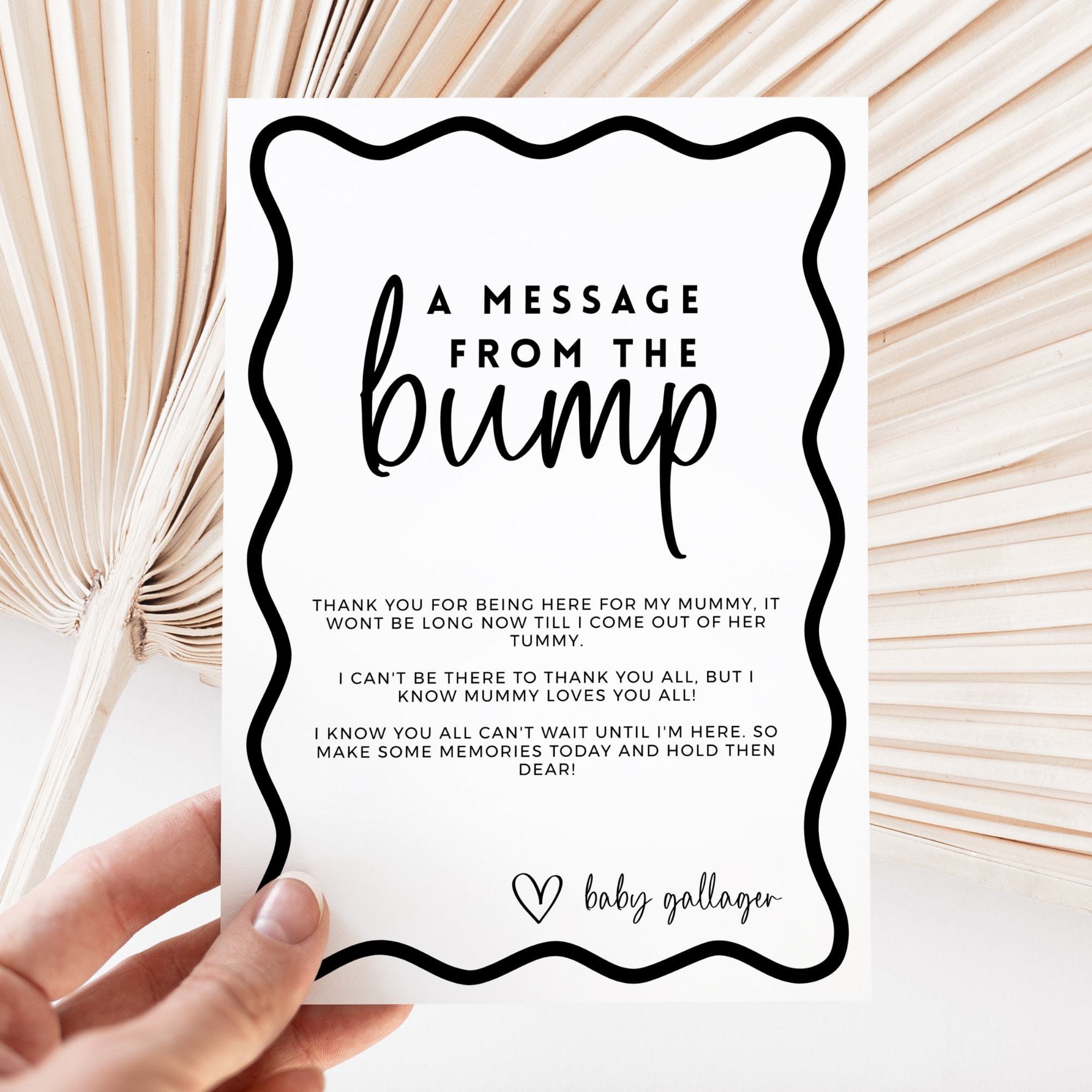 Wavy Retro Border Gender Neutral Message From the Bump Baby Sign ...