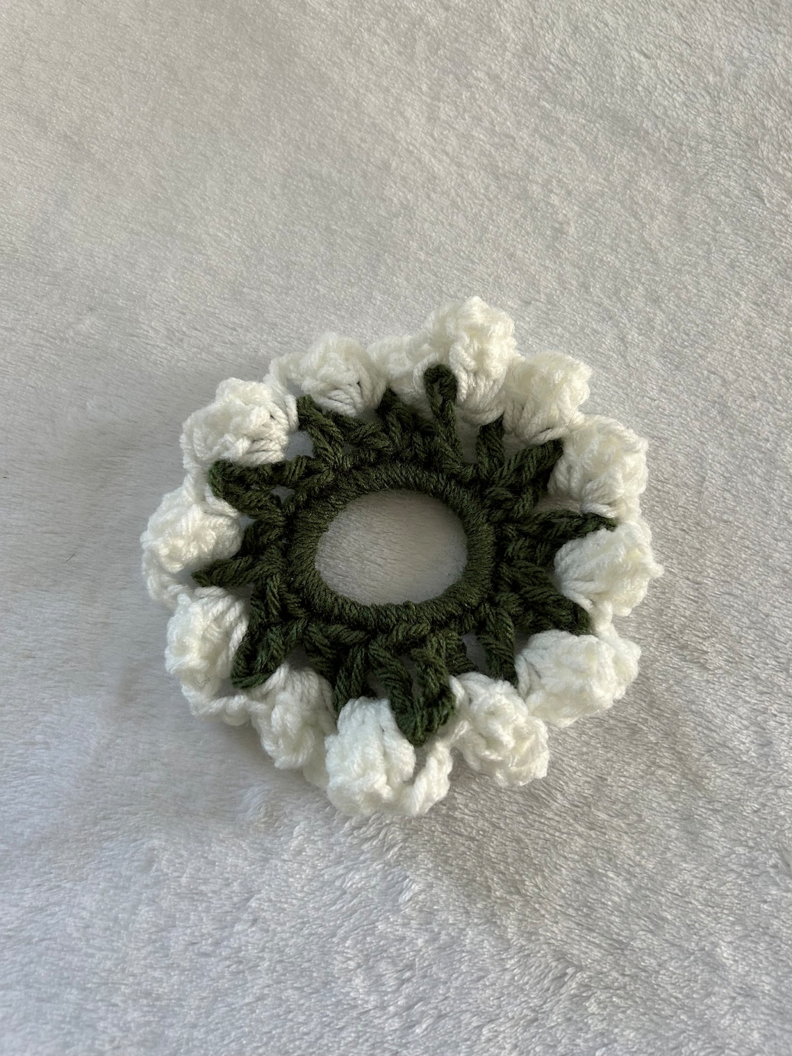 Crochet Flower Scrunchie, Crochet Hair Band, Crochet Hair Accessory ...