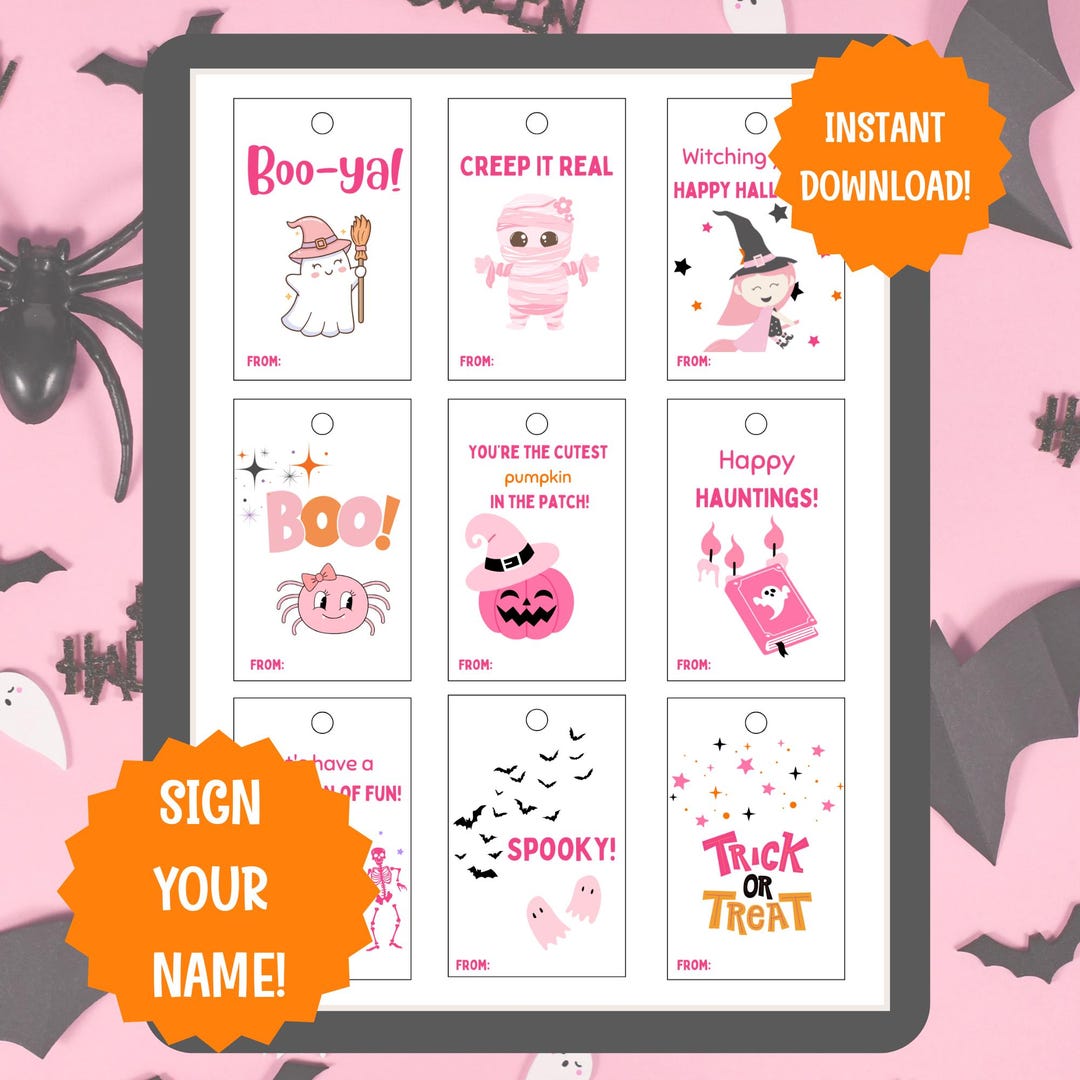Printable Halloween Tags, Trick or Treat Tags, Halloween Party Favor ...