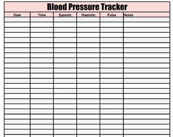 Printable Blood Pressure Tracker and Heart Rate Log - Etsy