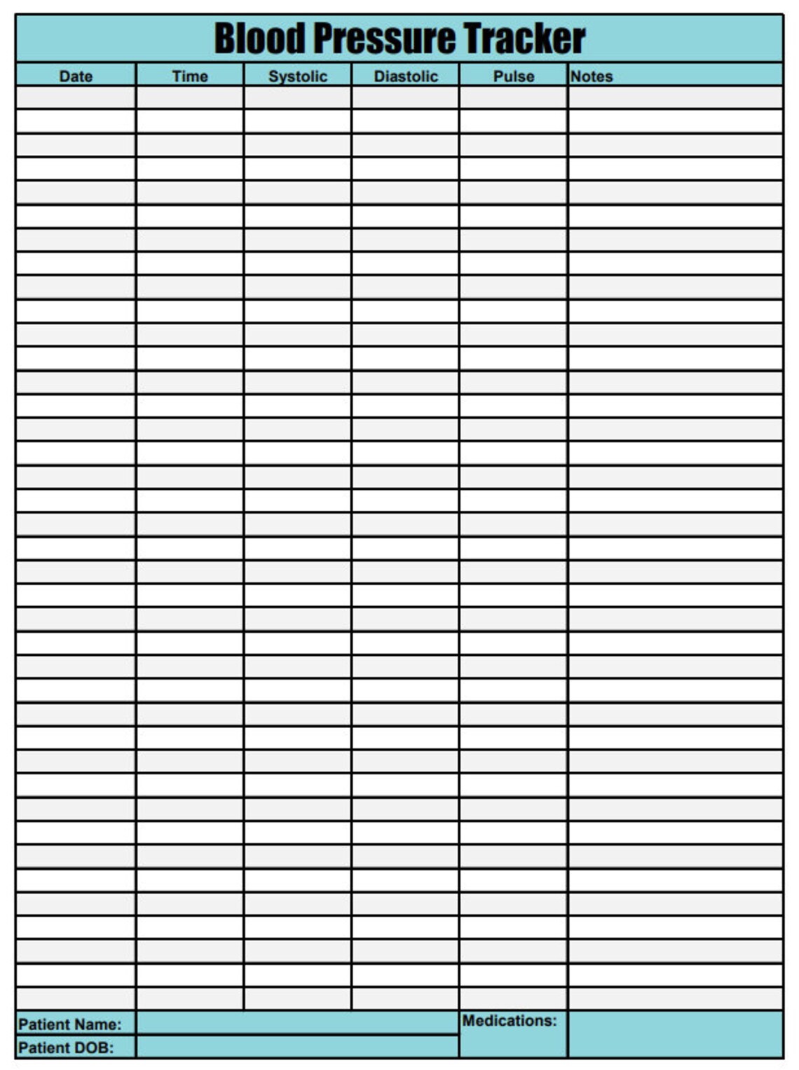 5 Pack Printable Blood Pressure Tracker and Heart Rate Log - Etsy
