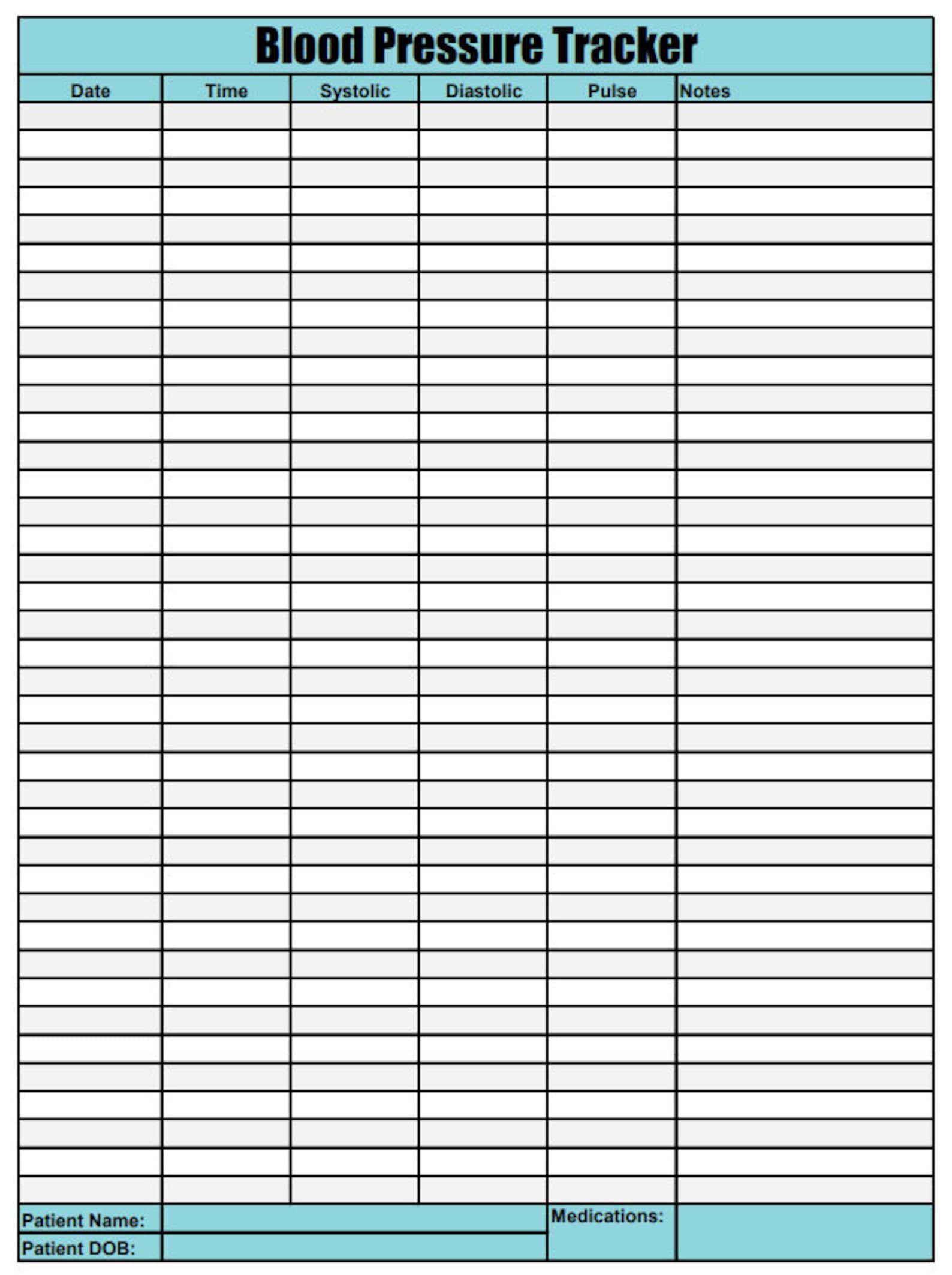 5 Pack Printable Blood Pressure Tracker and Heart Rate Log - Etsy