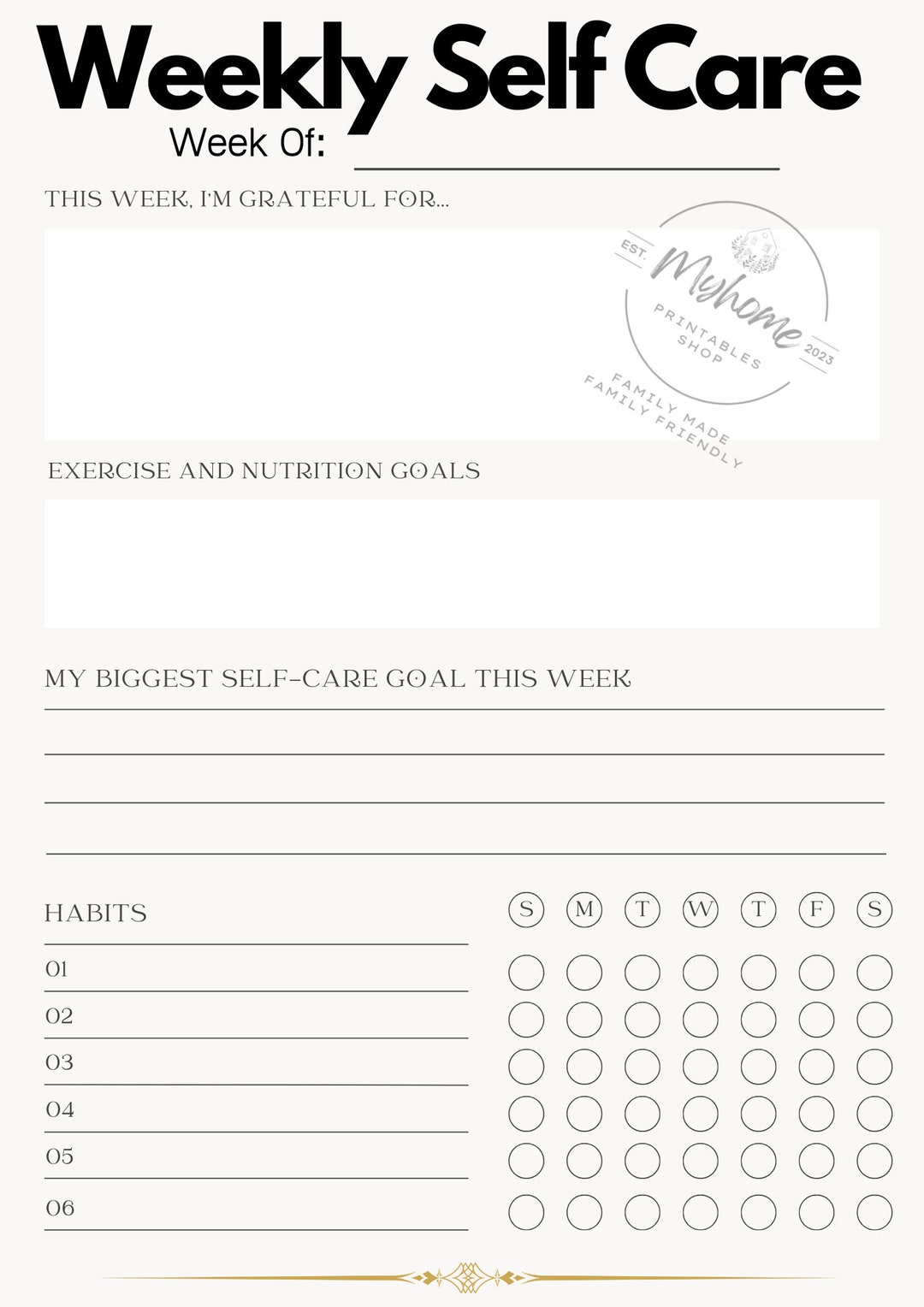 Weekly Self Care Checklist - Etsy