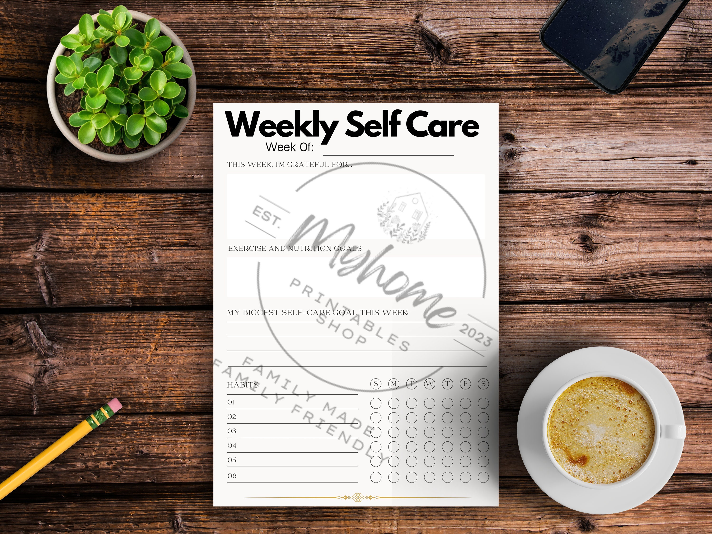 Weekly Self Care Checklist - Etsy