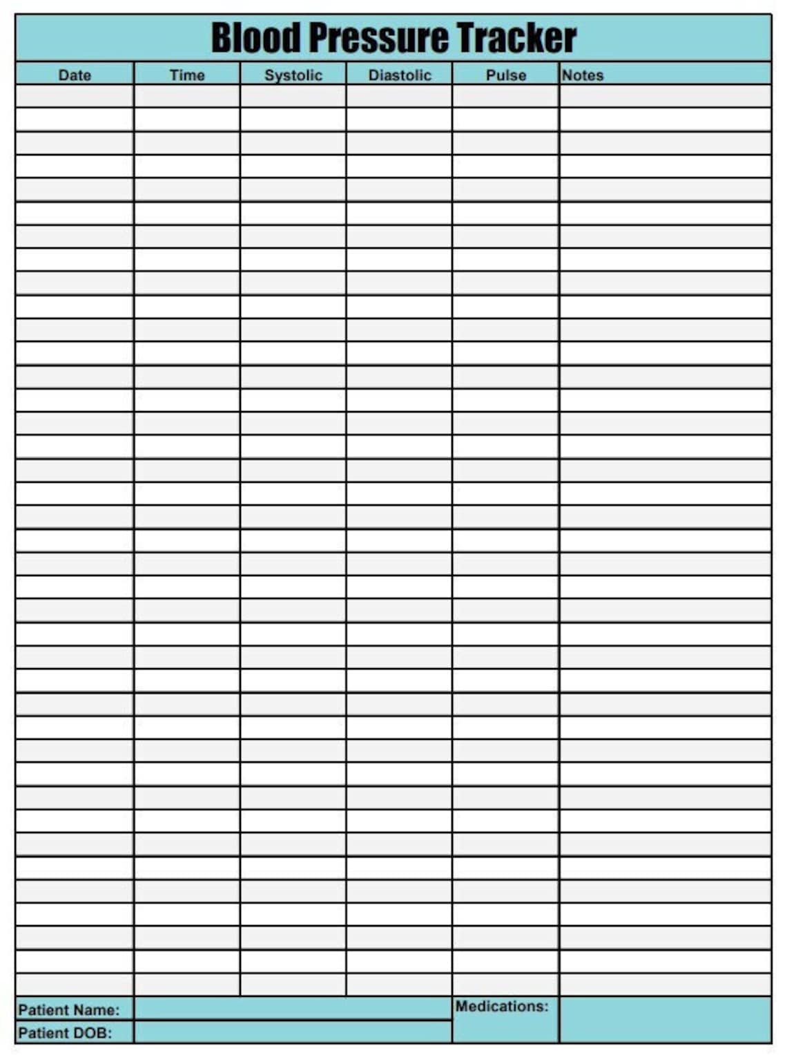 Printable Blood Pressure Tracker and Heart Rate Log - Etsy