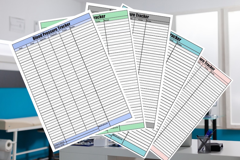 5 Pack Printable Blood Pressure Tracker and Heart Rate Log - Etsy