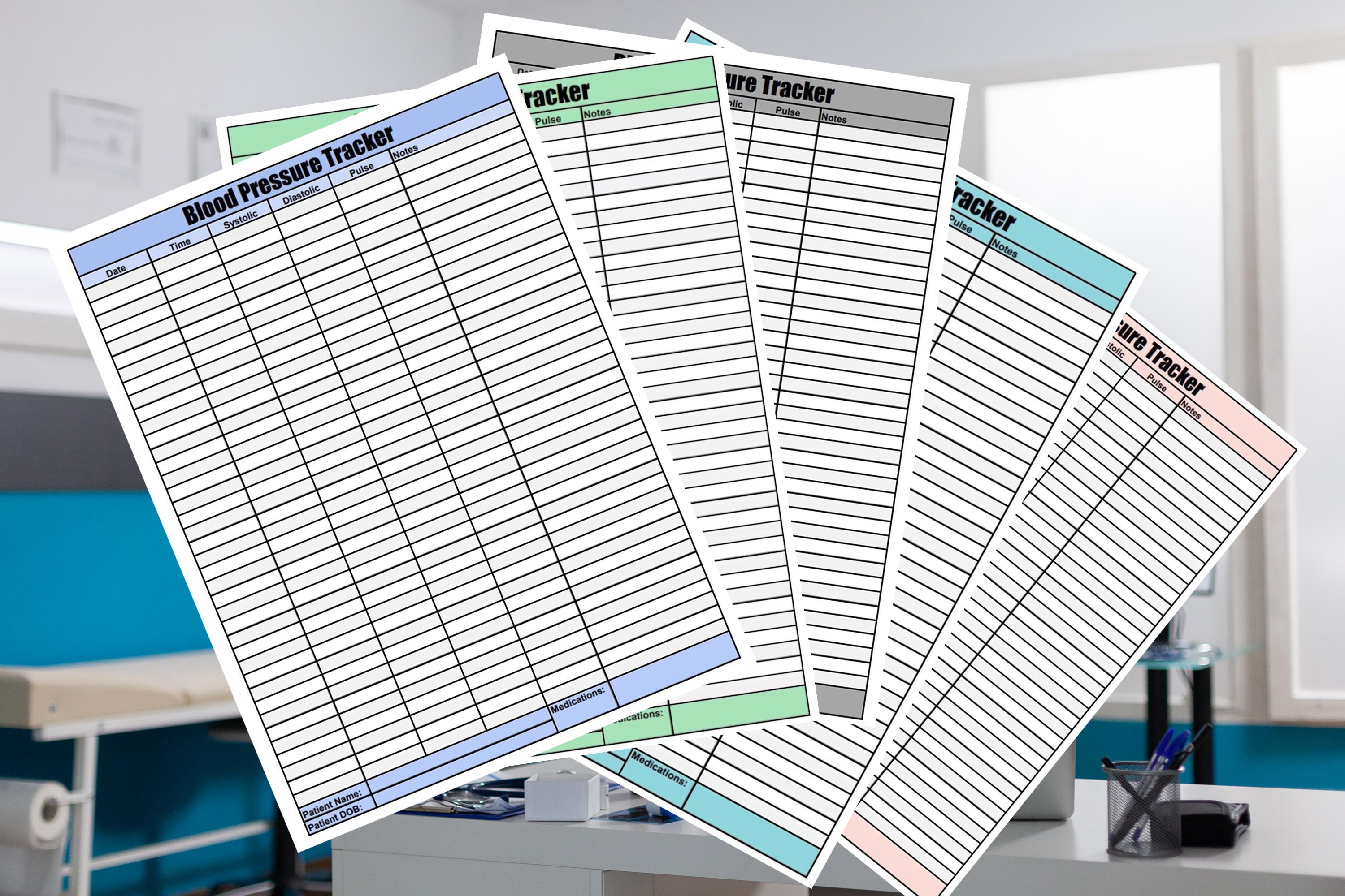 5 Pack Printable Blood Pressure Tracker and Heart Rate Log - Etsy