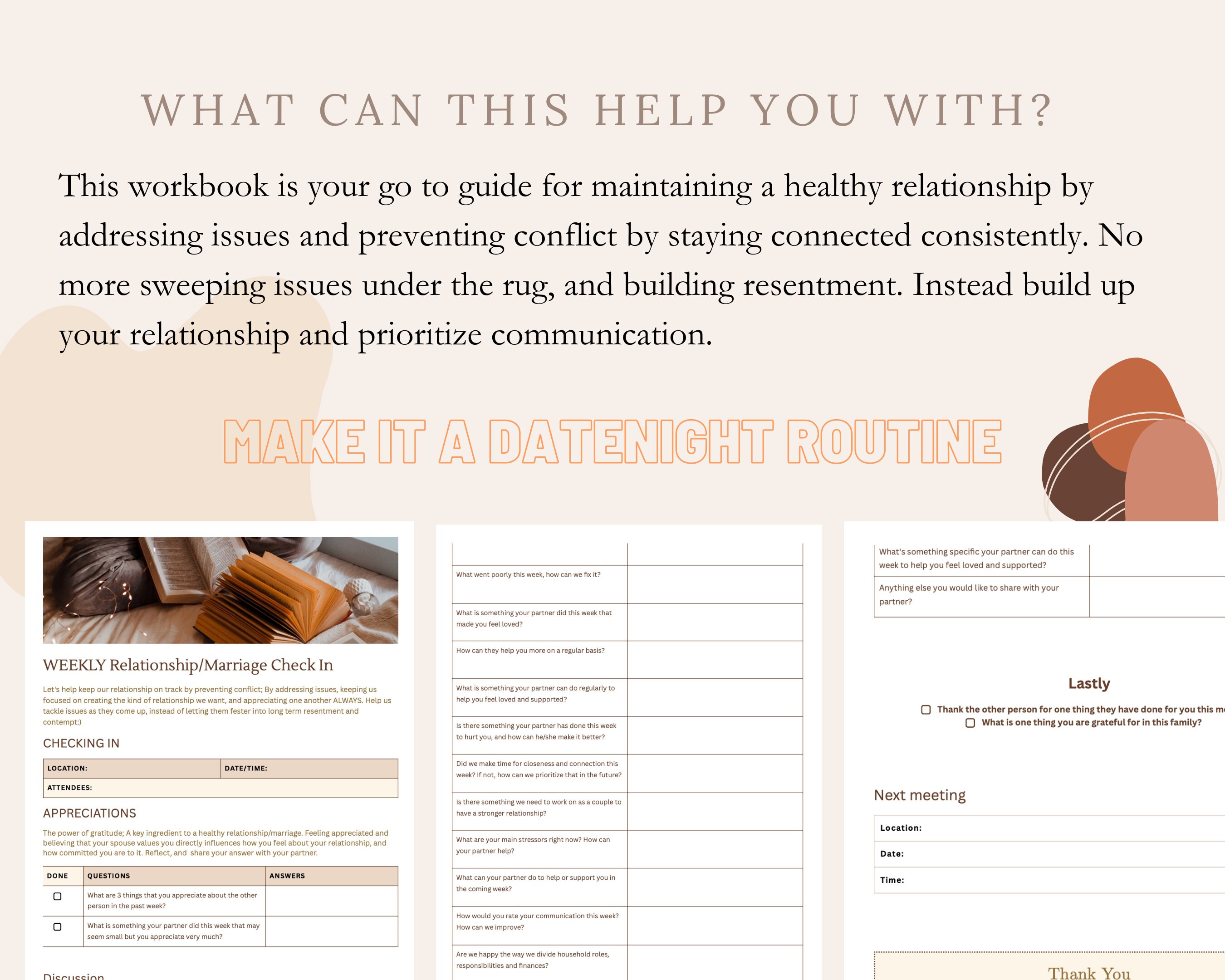 Relationship Bundle, Couple's Weekly/monthly Check-in Workbook for ...