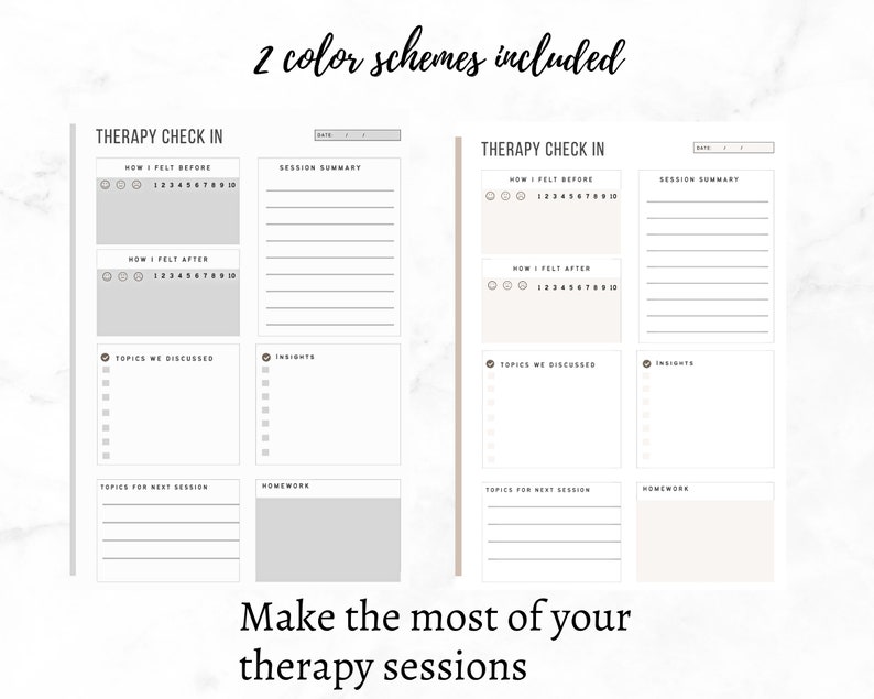Post Therapy Check-in Worksheet therapy Goal Planner - Etsy Canada