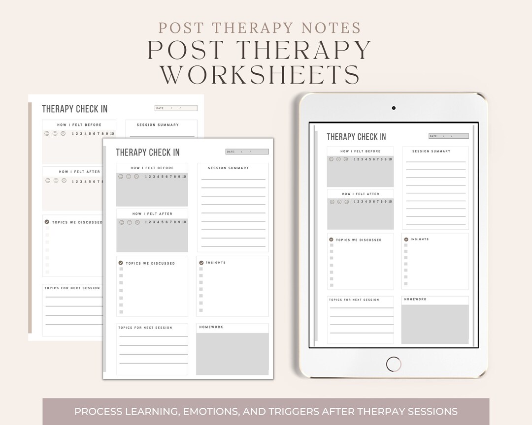 Post Therapy Check-in Worksheet, ,therapy Goal Planner, Therapy Tools ...