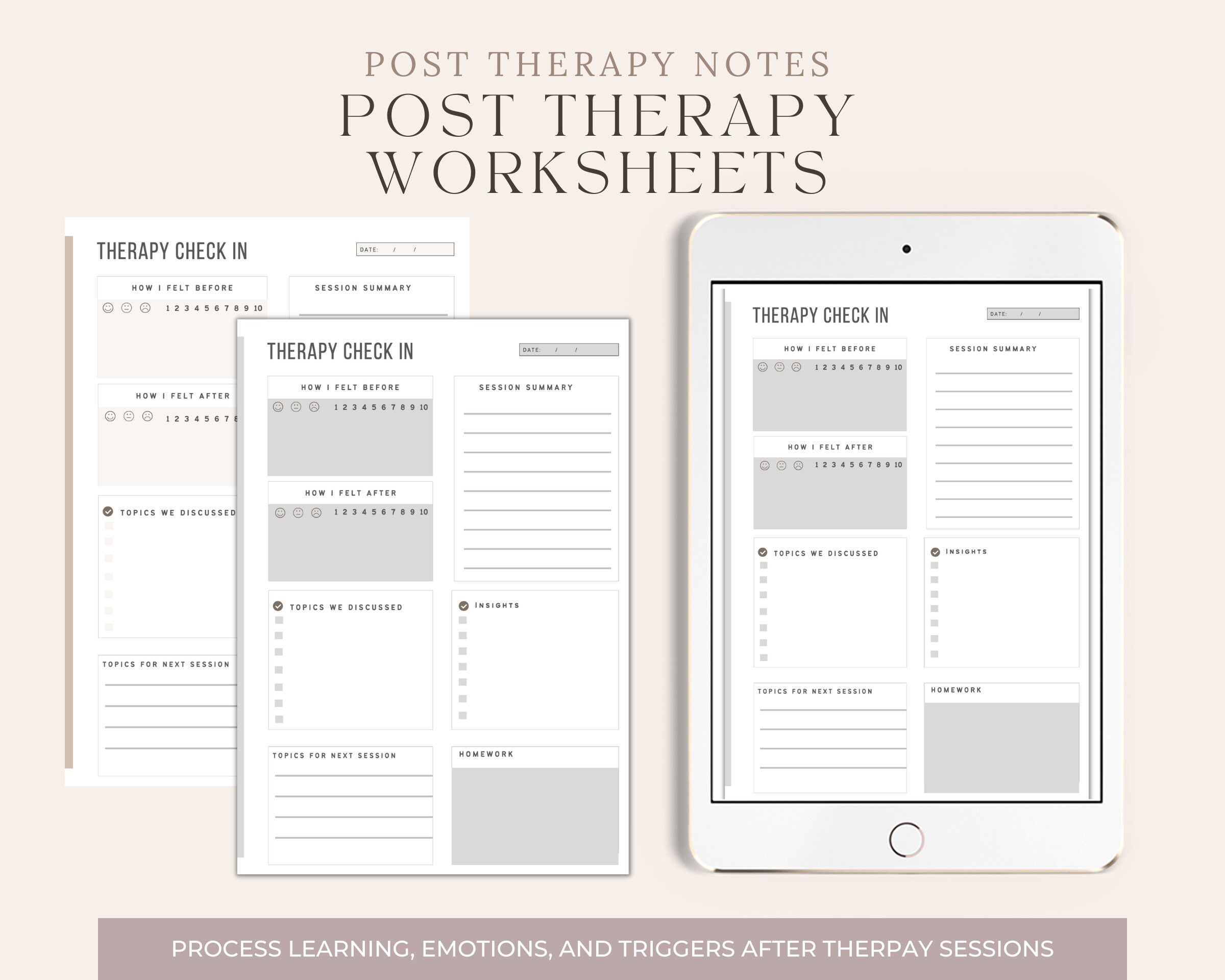 Post Therapy Check-in Worksheet, ,therapy Goal Planner, Therapy Tools ...