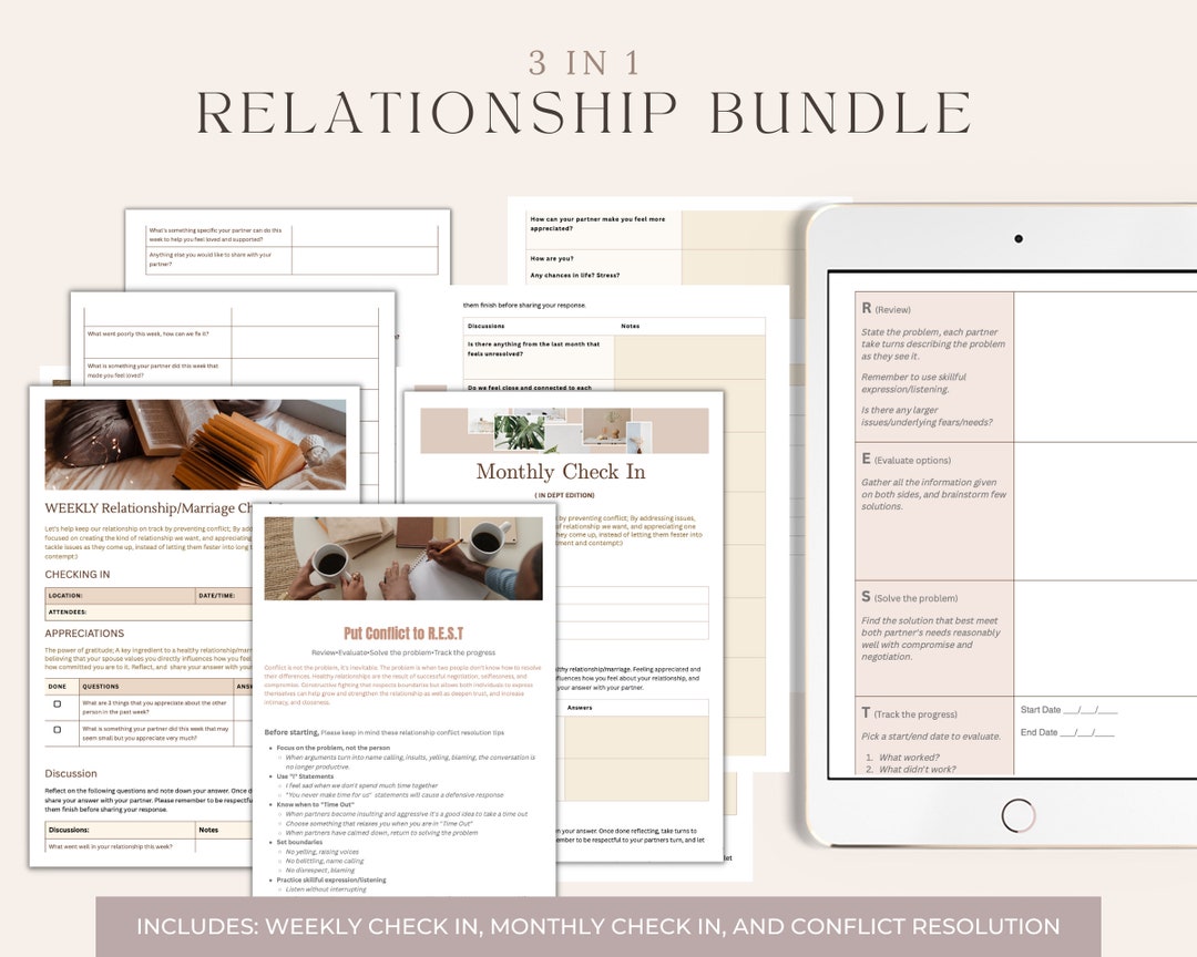Relationship Bundle, Couple's Weekly/monthly Check-in Workbook for ...