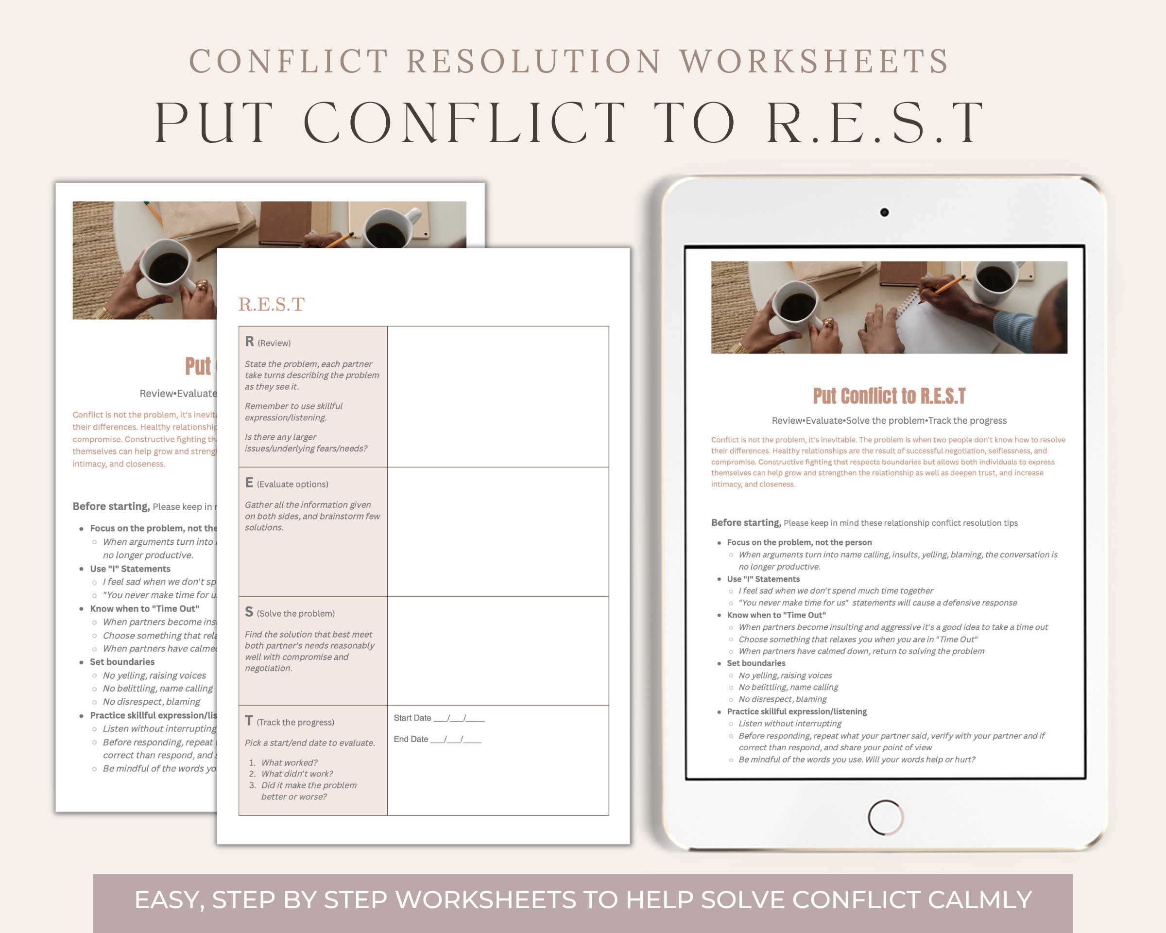 Relationship Conflict Resolution Worksheets/ Put Conflict to REST ...