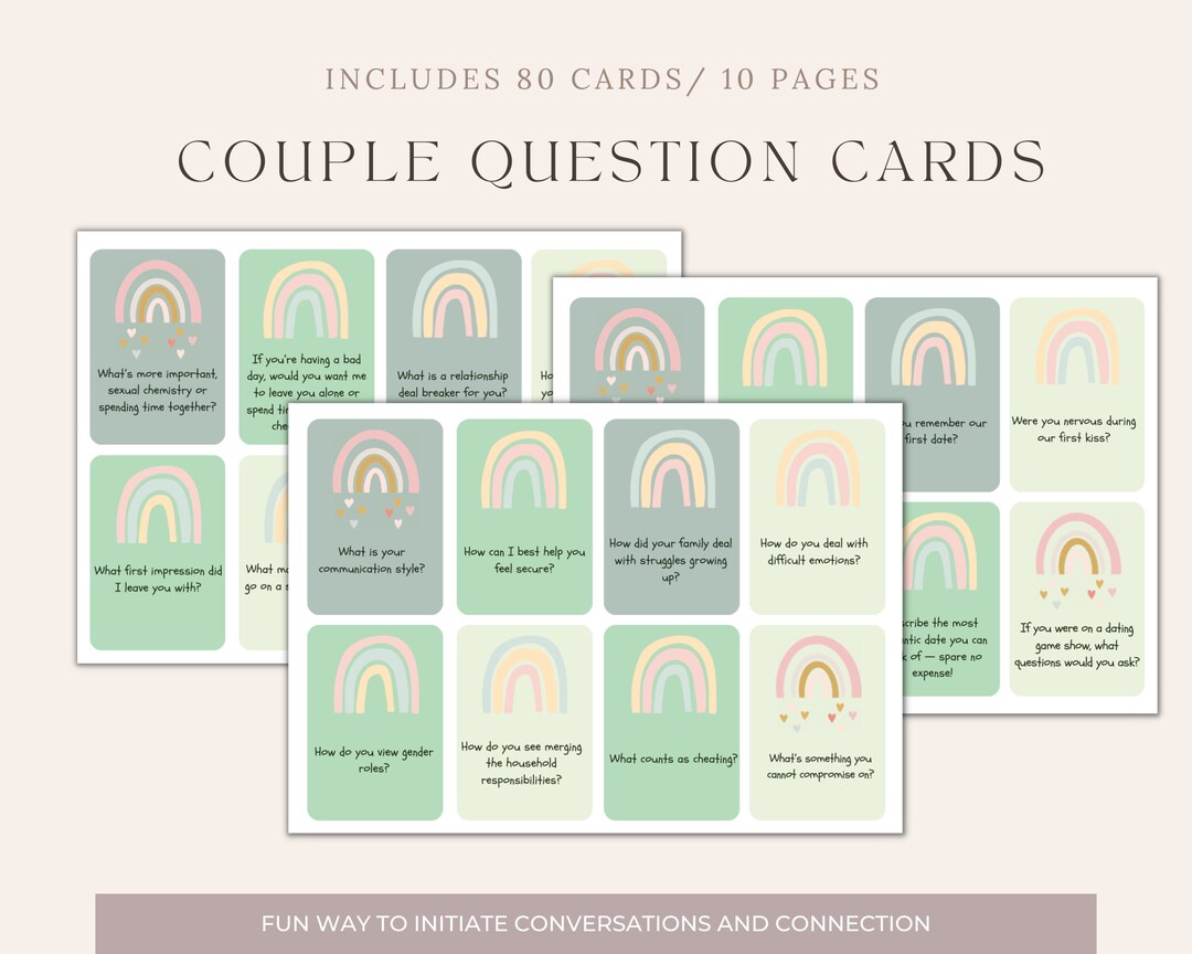80 Couple Question Cards, Couple Conversation Cards, Relationship ...