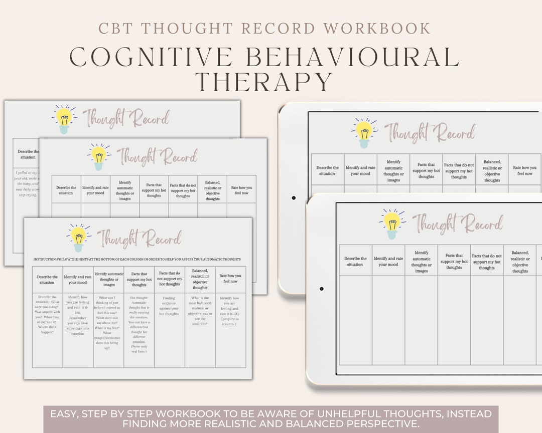 CBT Journal Thought Record Worksheets Cognitive Behavioural Therapy(cbt ...