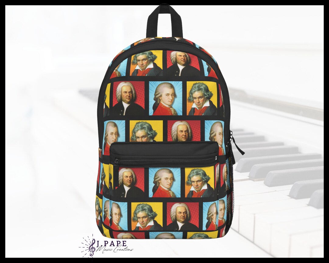 Classical Composers Laptop Backpack | J.S. Bach, Mozart, & Beethoven ...