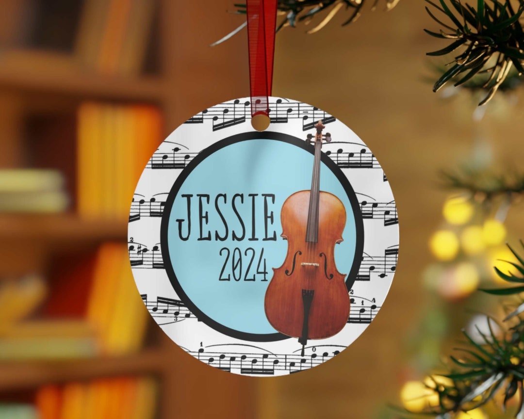 Cello Ornament | Sheet Music Christmas Ornament | Personalized Metal ...